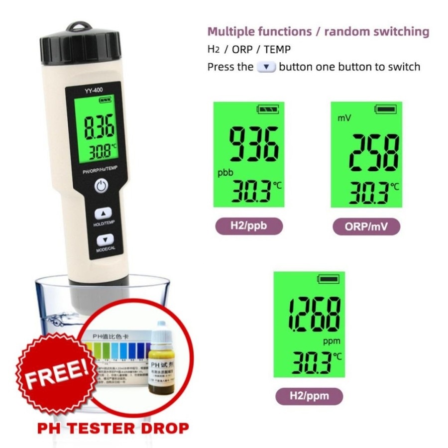 Jual Alat Tes Air Hydrogen Ppb Orp Mv Meter Hidrogen Water H2 YY400 ...