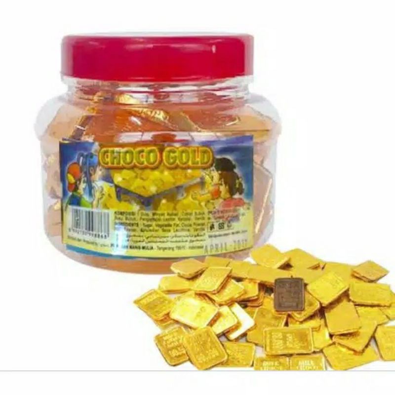 Jual Coklat Choco Gold bentuk emas batangan toples isi 50 pcs | Shopee ...