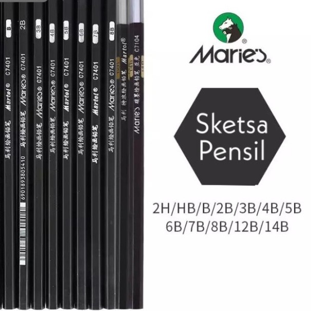 Jual MARIES Drawing Pencil / Pensil Sketsa Gambar MARIES C7401 | Shopee Indonesia