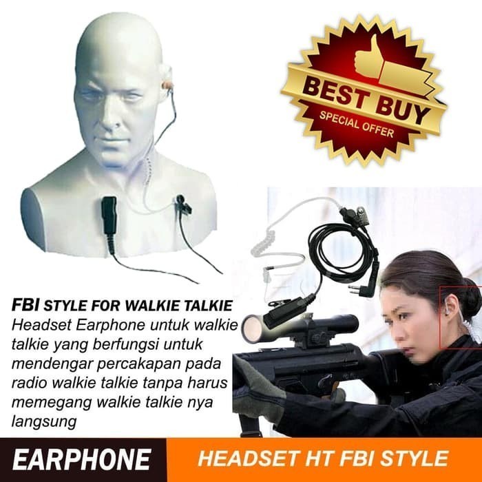 Jual Headset Handsfree Fbi Walkie Talkie Ht Taffware Earphone Fbi
