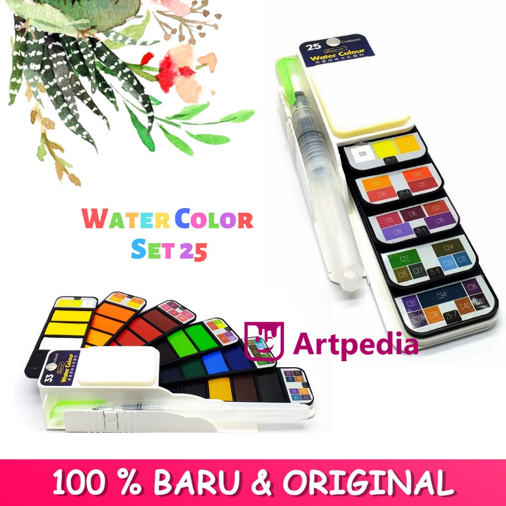 Jual Superior Watercolor Cake Set 25 / Watercolor 25 Warna / Cat Air ...