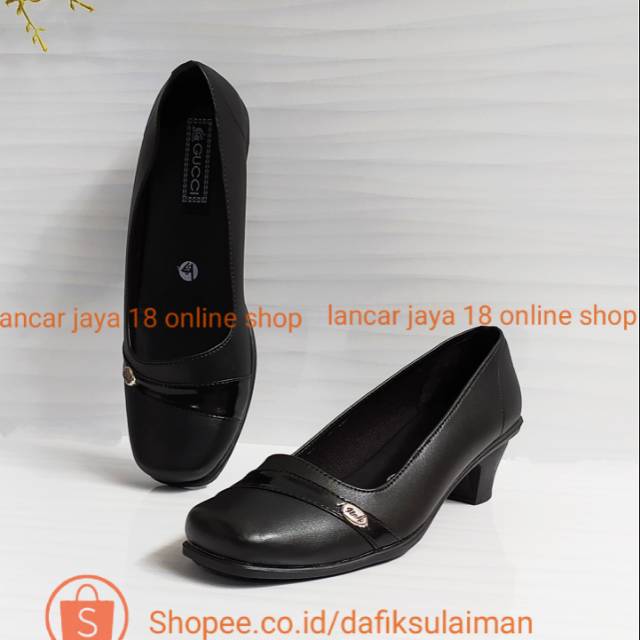 Jual Sepatu Pantofel Wanita Hak 5 Cm Heels Hitam Formal Guru Sekolah ...