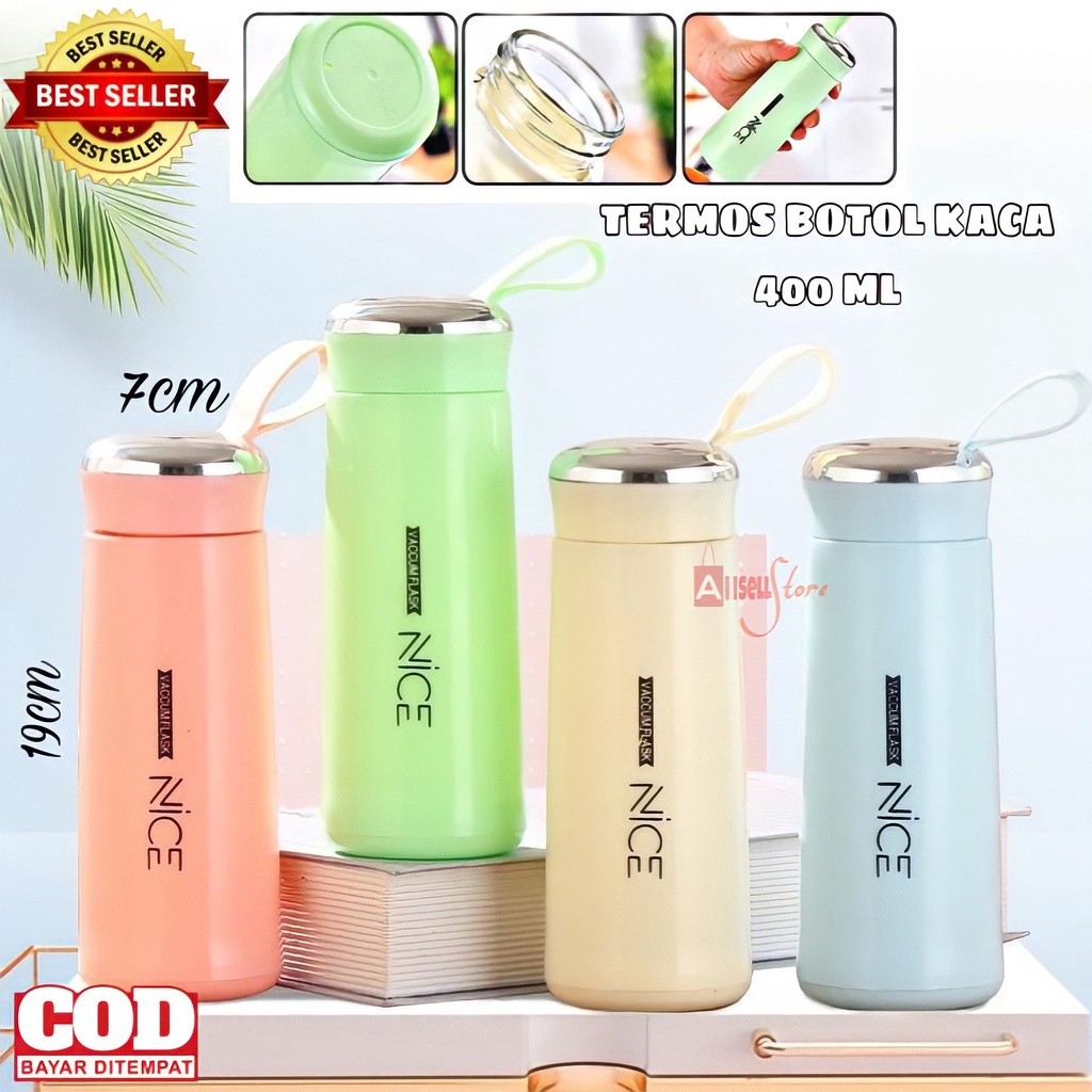 Jual ( BISA COD ) PROMO BOTOL TERMOS KACA NICE DAY 400 ML / BOTOL MINUM ...