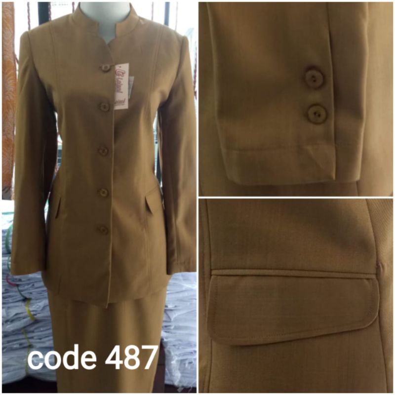 Jual seragam Dinas Wanita Khaki Set Rok Span Blazer Pemda Kheki Stelan Celana Seragam PNS Pemda ...