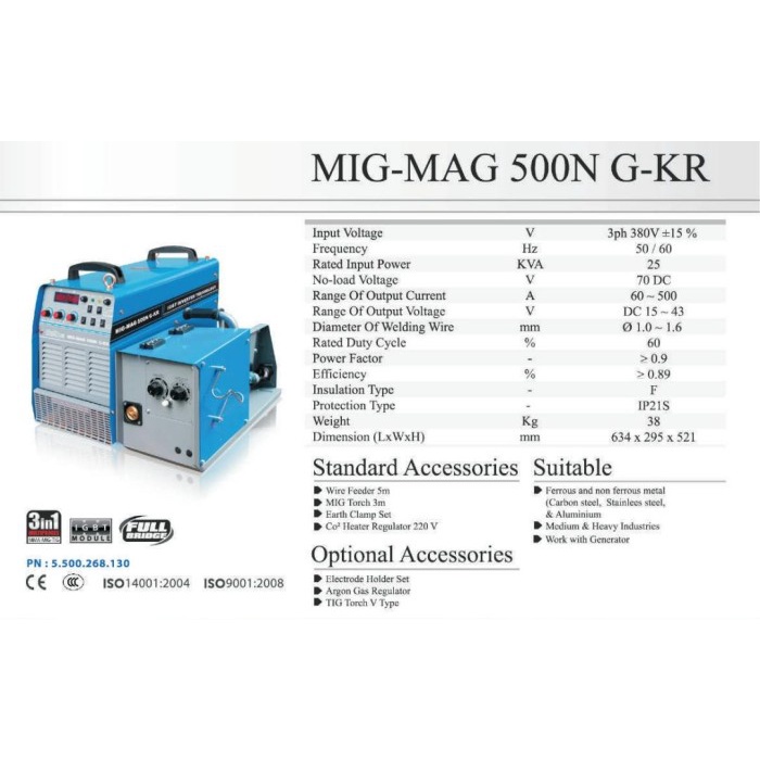 Jual MULTIPRO MIG-MAG 500 N-GKR mesin las 500A IGBT inverter MIGMAG500 | Shopee Indonesia