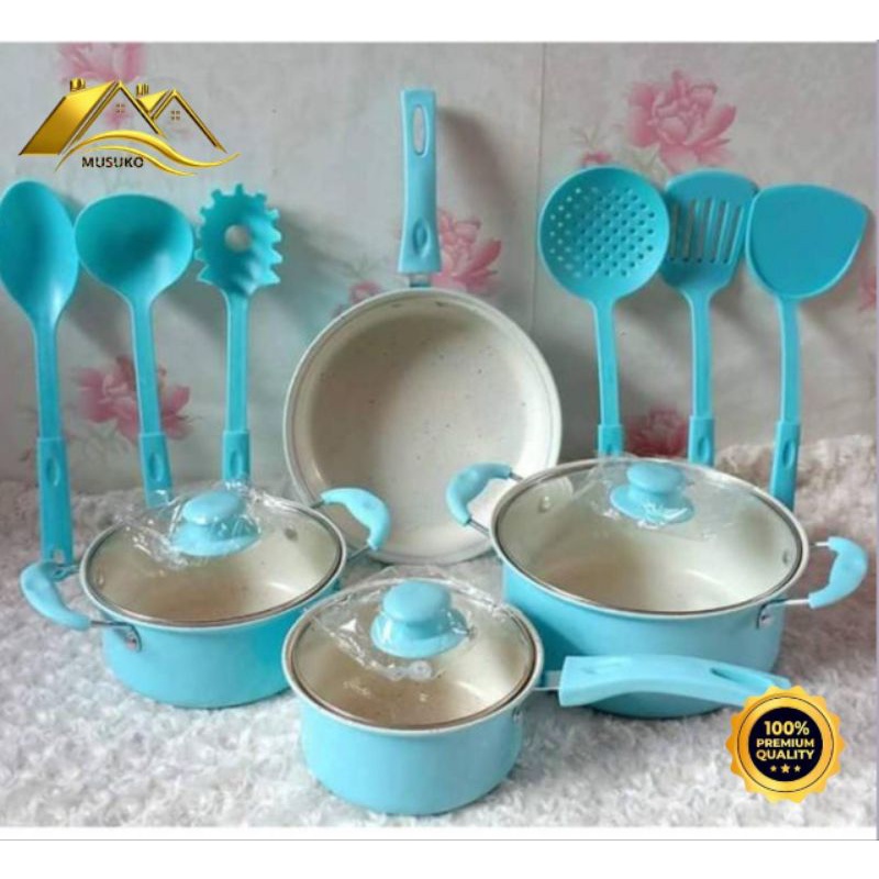 Jual MUSUKO- Panci Set 13 pcs / Panci Set Spatula Teflon Panci All in ...