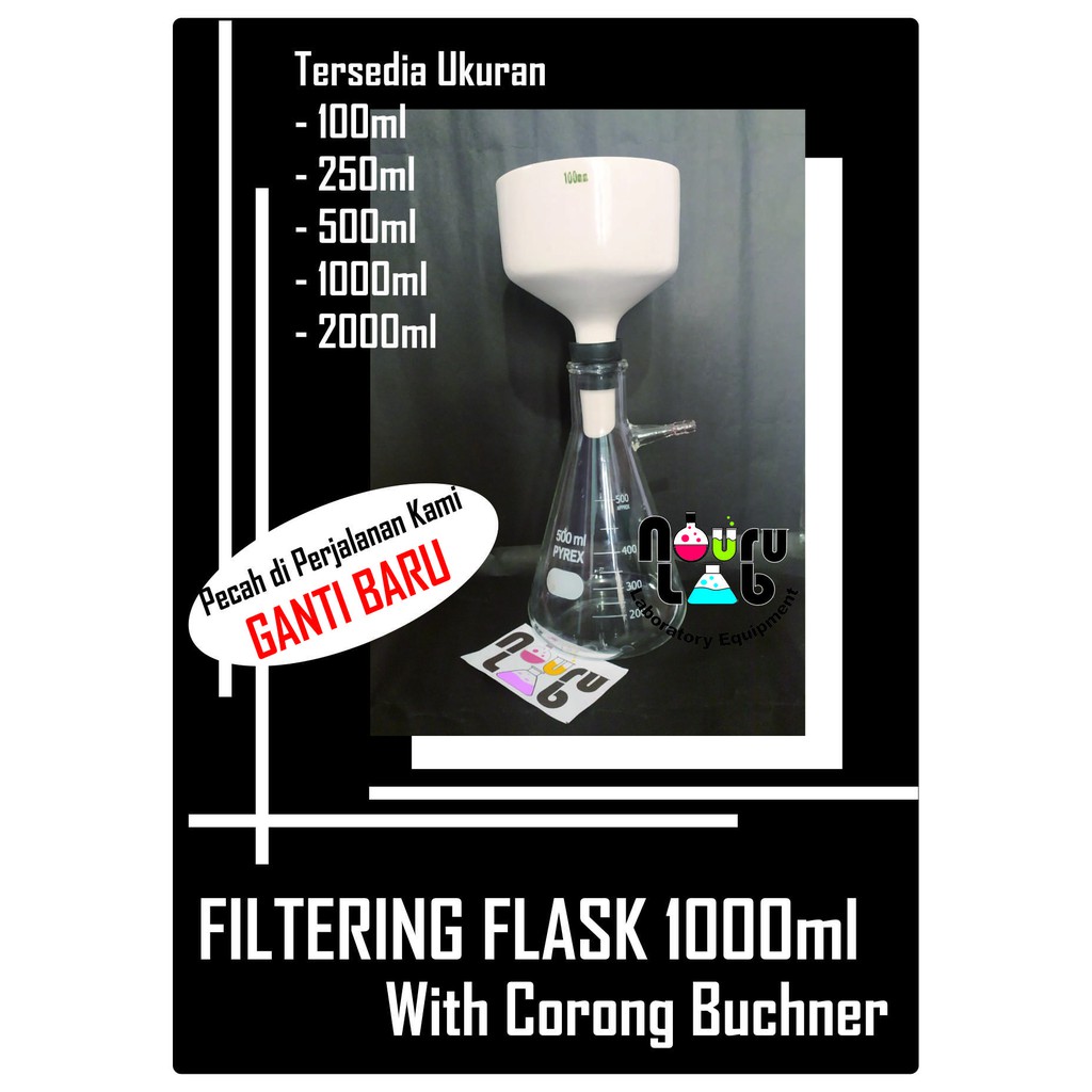 Jual Filtering Flask 1000ml Dengan Corong Buchner | Shopee Indonesia