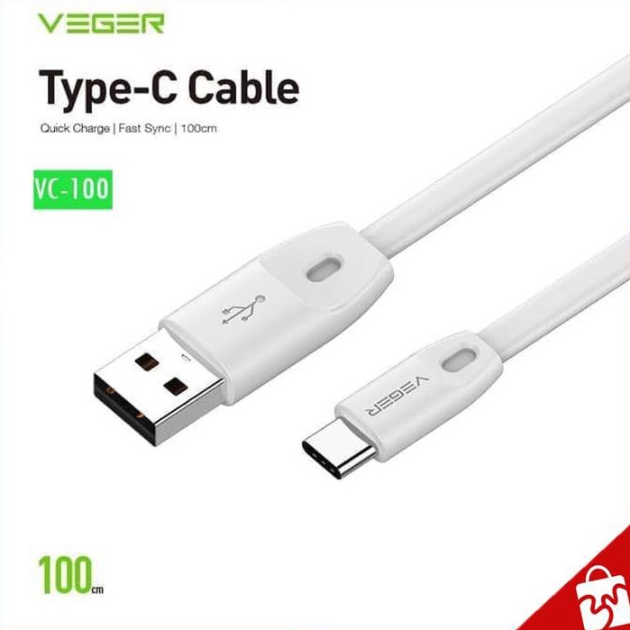 Jual Kabel Charger / Data VEGER VP-100 Type QC C 3.0A 100cm High Speed ...