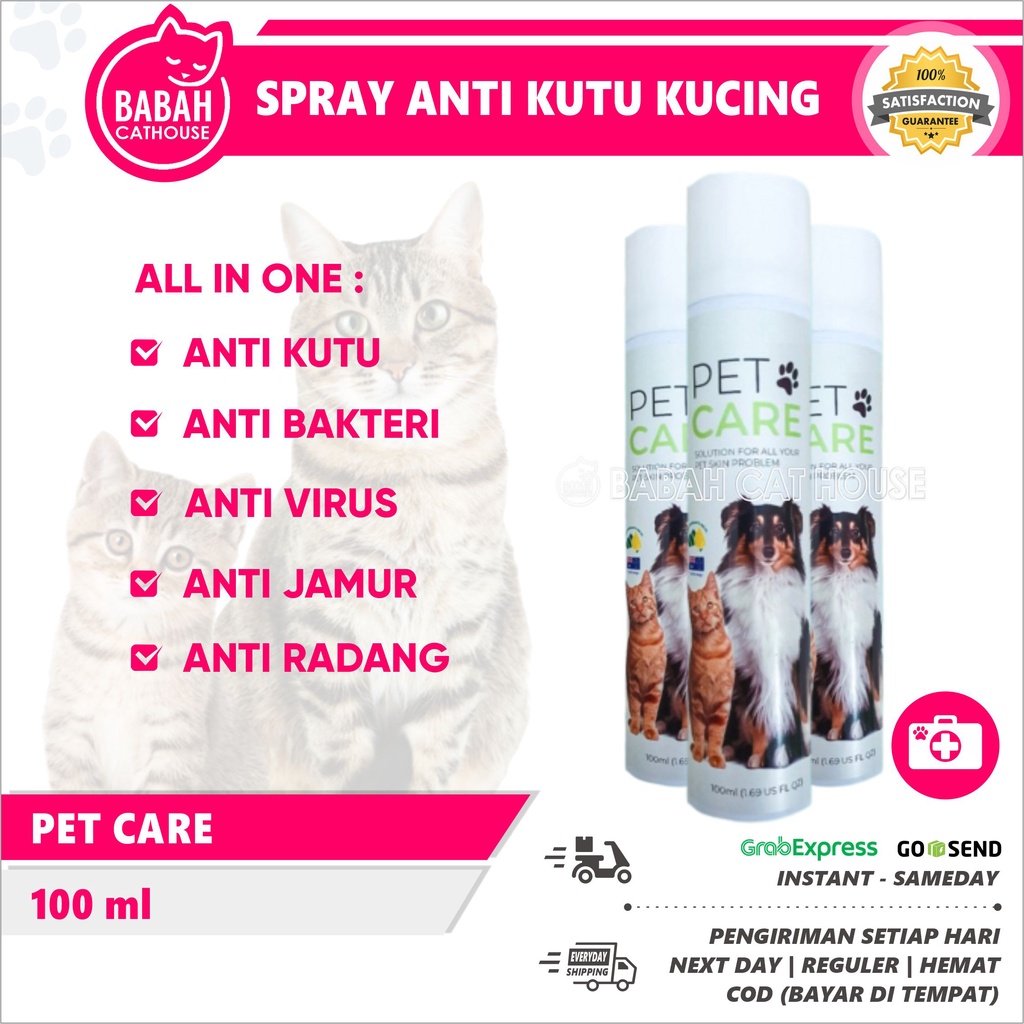 Jual PET CARE Spray Anti Kutu Kucing Obat Kulit Scabies Virus Jamur ...