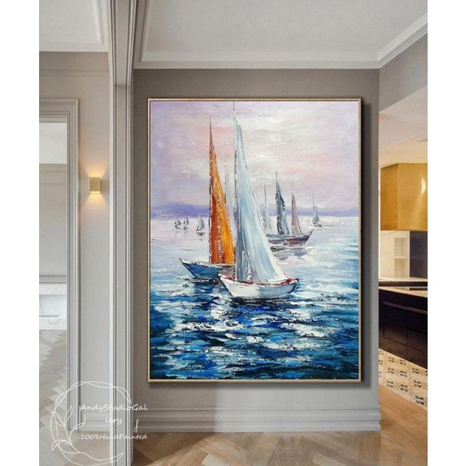 Jual lukisan perahu layar modern ukuran 120x80 | Shopee Indonesia