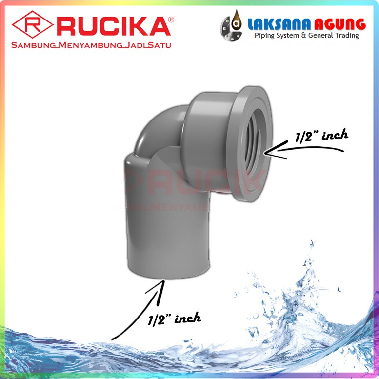 Jual Faucet elbow Rucika 1/2" AW | Knee Drat Pvc Rucika 1/2 inch | Shopee Indonesia