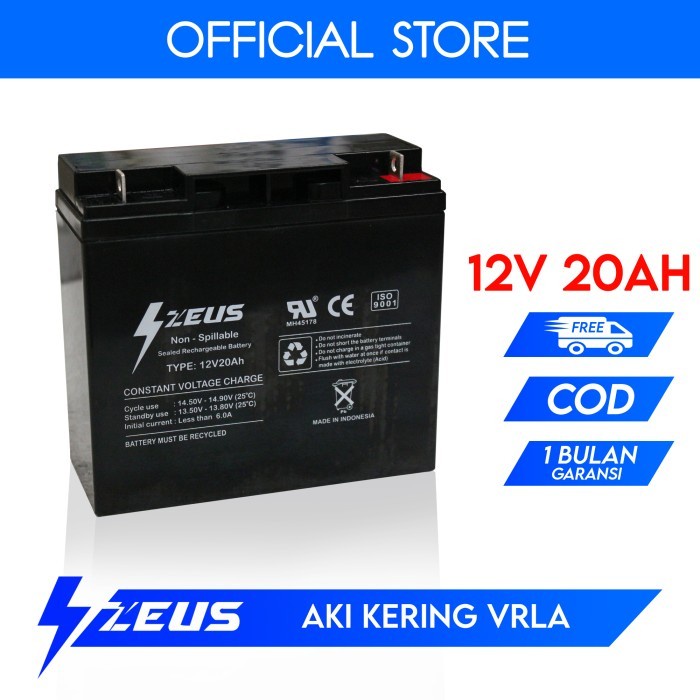 Jual AKI SOLAR PANEL SURYA 12V 20AH VRLA DEEP CYCLE ZEUS BATTERY AKI ...