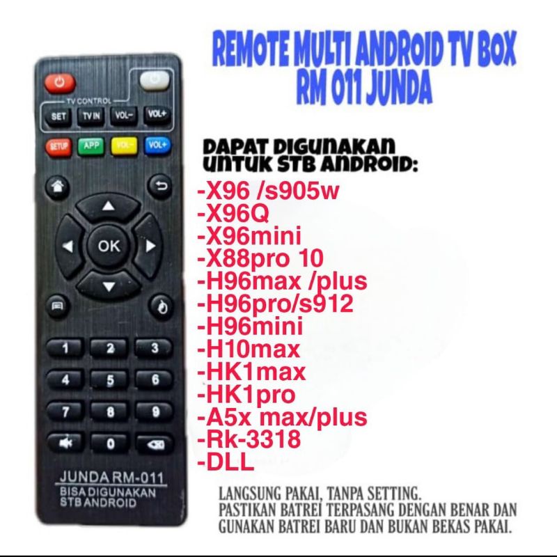 Jual Remote All Brand TV Box Android Box X96-X88 pro 10-H96 mini-HQ Max ...