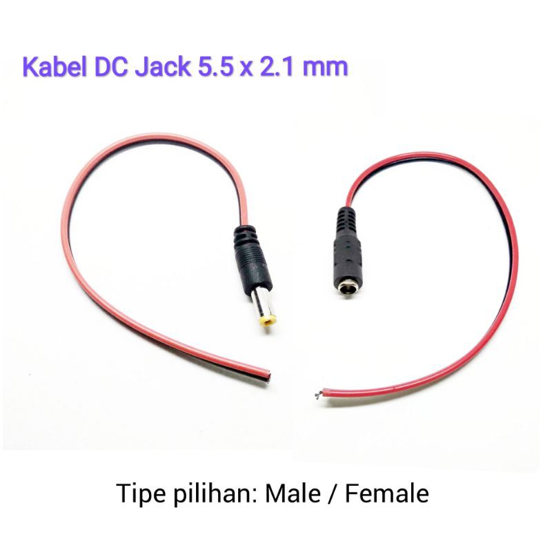 Jual Kabel DC Jack 5.5 x 2.1 mm DIY Untuk Power Supply Adaptor CCTV ...
