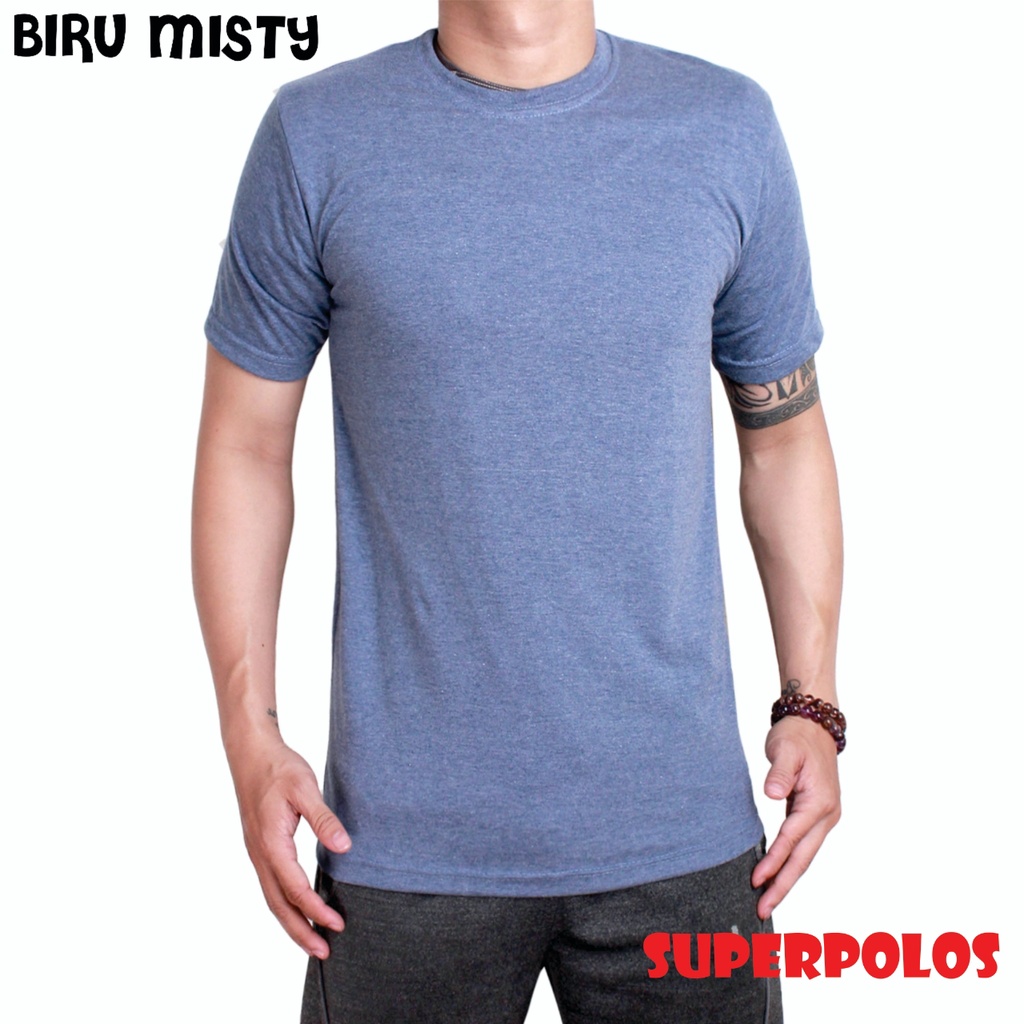 Jual BIRU MISTY DENIM PENDEK DEWASA KAOS POLOS COMBED 30s KATUN PRIA ...