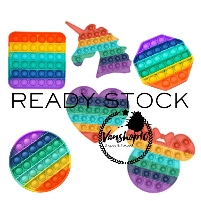 Jual Koleksi Pilihan Pop It Fidget Toy Rainbow Kotak Bulat Oktagon ...