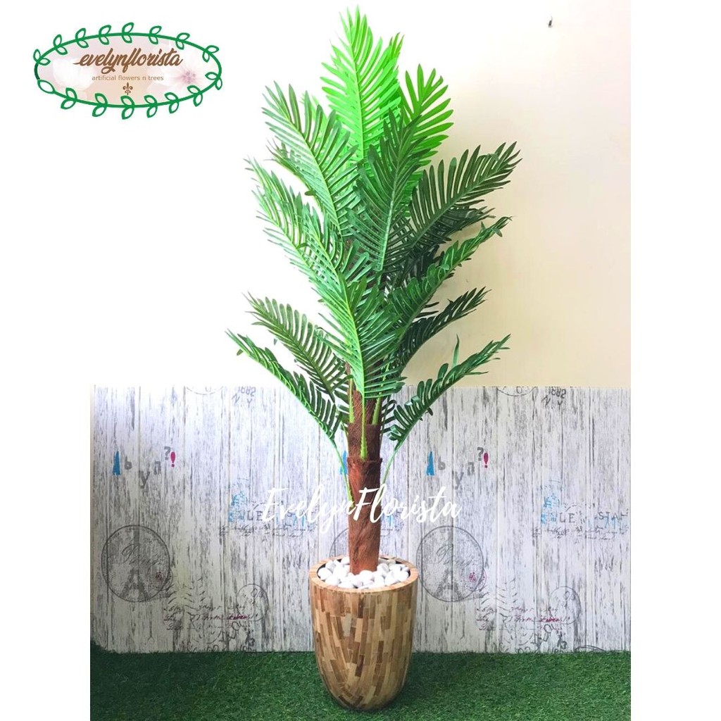 Jual Pohon Daun Palem Sikas Latex Artificial Pot Elegan Lapis Kayu Jati ...