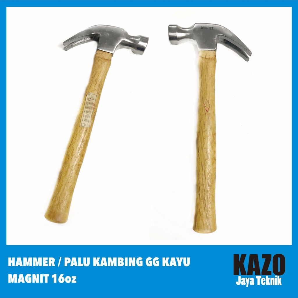 Jual Hammer Palu Kambing Gagang Kayu Magnit 16oz - Morizt | Shopee ...