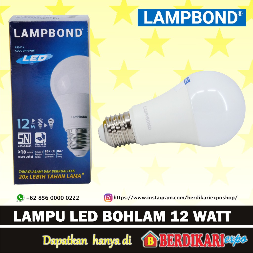 Jual LAMPBOND LAMPU LED BOHLAM 12 WATT (COOL DAYLIGHT / WARM WHITE ...