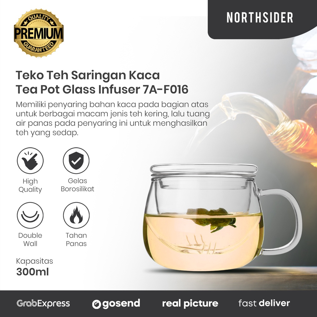 Jual Tea pot glass infuser 300ml | teko teh saringan kaca - 7A-F016 ...