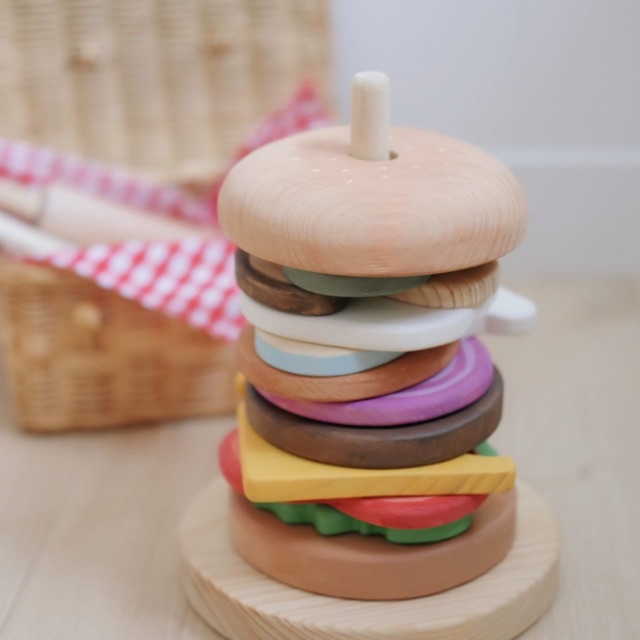 Jual PLAY AND REPLAY - Wooden Burger - Wooden Stack - Mainan Balok Kayu ...