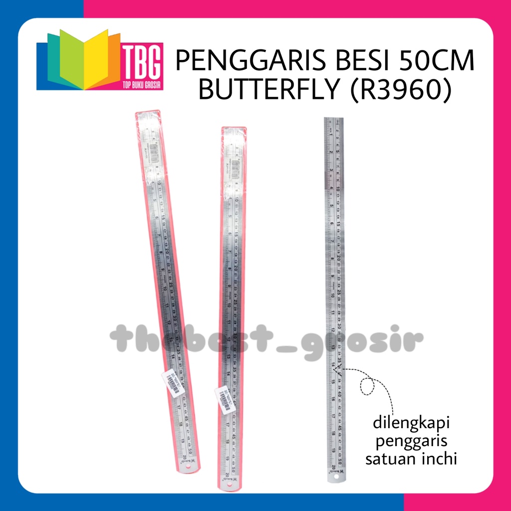 Jual 1 PCS PENGGARIS BESI 50CM BUTTERFLY / MISTAR / ALAT UKUR (R-3960 ...