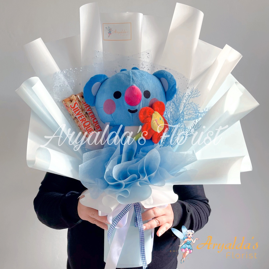 Jual BT21 Koya Silverqueen Flower Bouquet Korean Style | Buket Cokelat ...