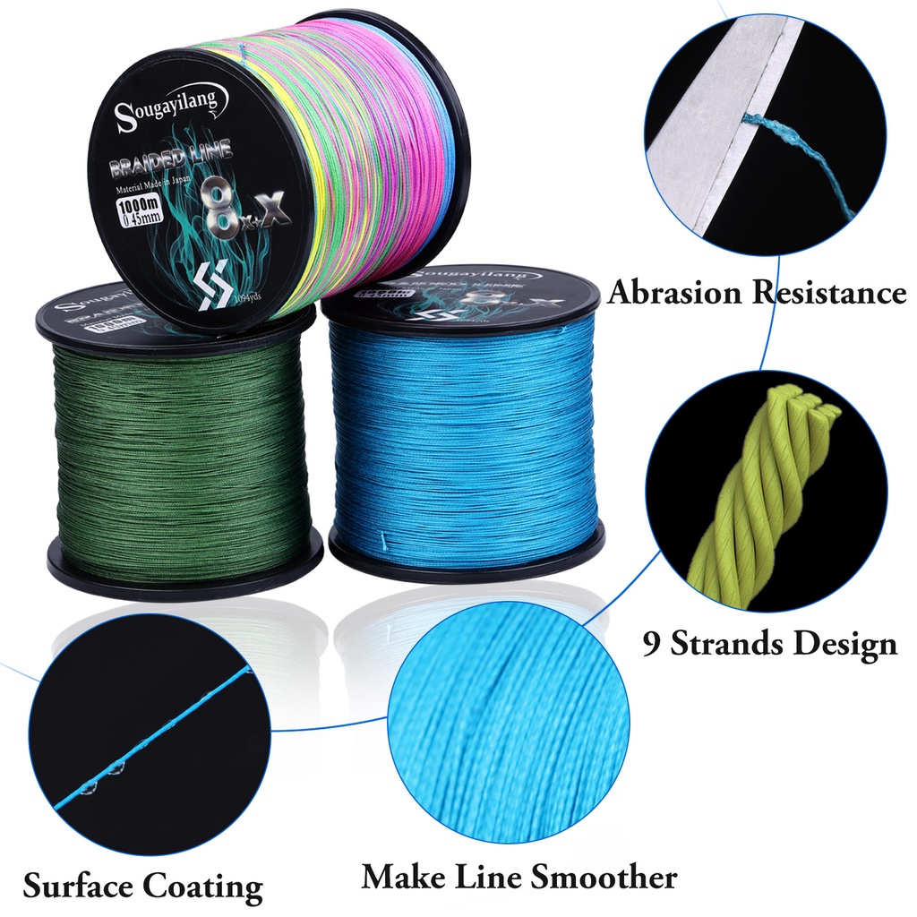 Jual Sougayilang 300M 500M 8+X Strands Braided Fishing Line Multifilament Durable Senar pancing ...