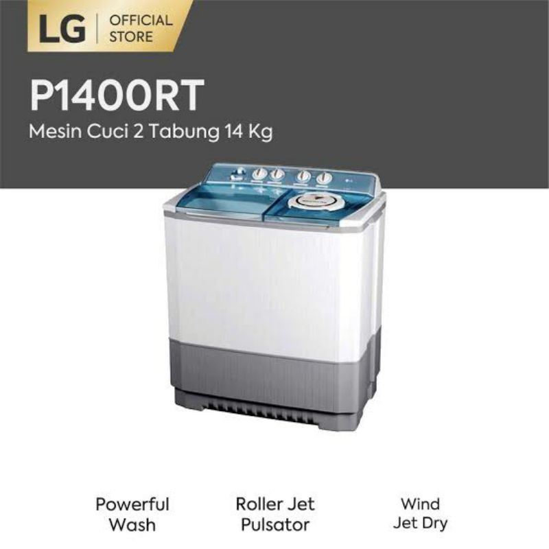 Jual Mesin Cuci LG 2 tabung 14 KG P1400RT Garansi Resmi/LG-P1400RT ...