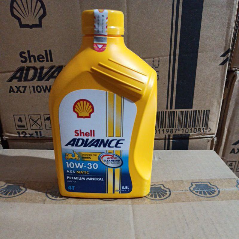 Jual OLI SHELL ADVANCE AX5 MATIC 10W-30 0,8L API SL JASO MB OLI SCOOTER ORIGINAL SHELL | Shopee ...