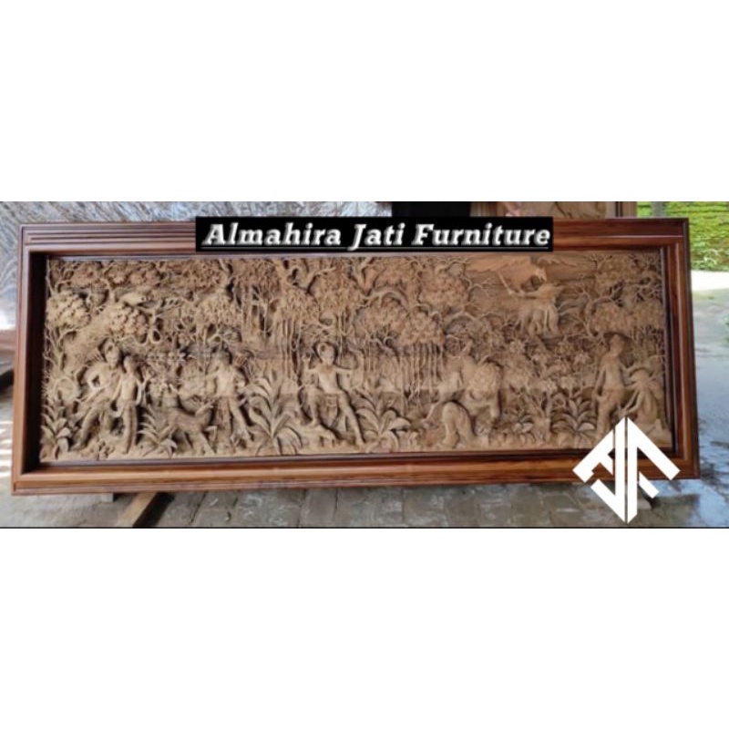 Jual Hiasan Dinding Karya Seni Ukir Relief 3D Motif Ramayana ( Rama ...