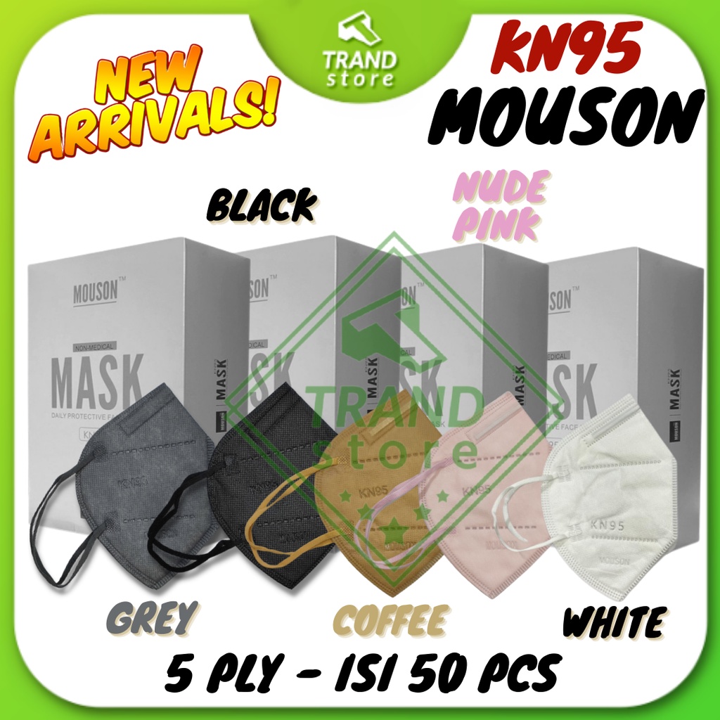 Jual Masker Mouson Kn95 KN 95 Facemask Kesehatan 5 Ply Earloop 50 Pcs ...