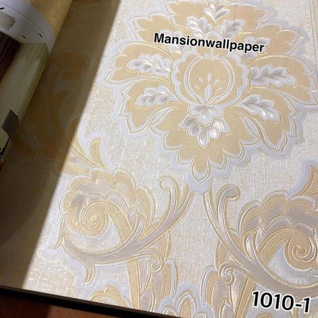 Jual Dinding Cerah Cream Premium Klasik Wallpaper Gold Elegan Layyorra ...