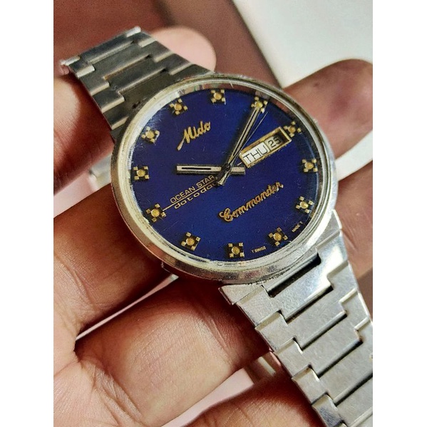 Jual Jam Tangan Mido Ocean Star Dato Day Automatic Swiss Vintage Blue ...