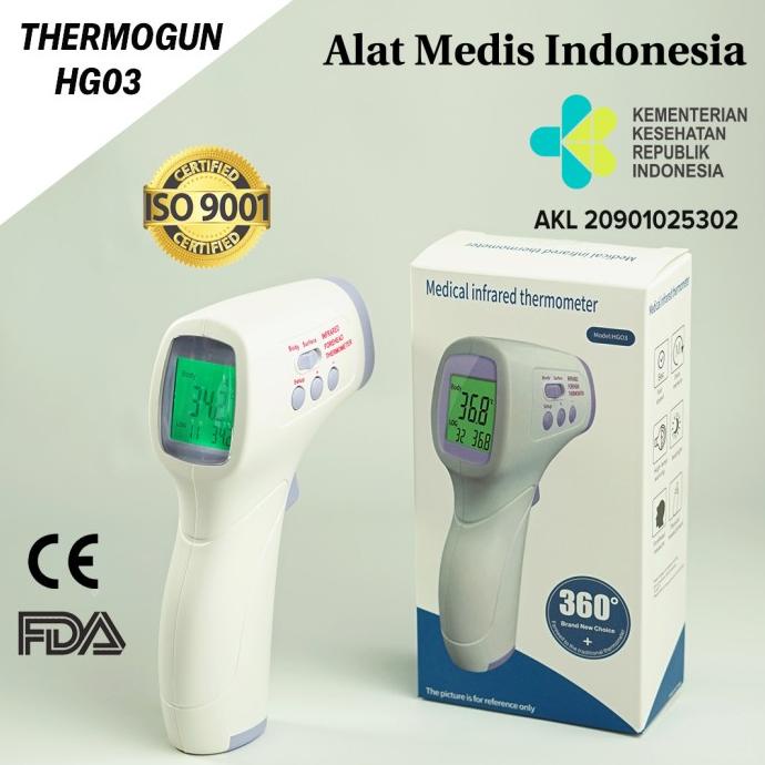 Jual Thermometer Digital Infrared/Thermogun HG03/ IJIN ALKES/IJIN EDAR ...