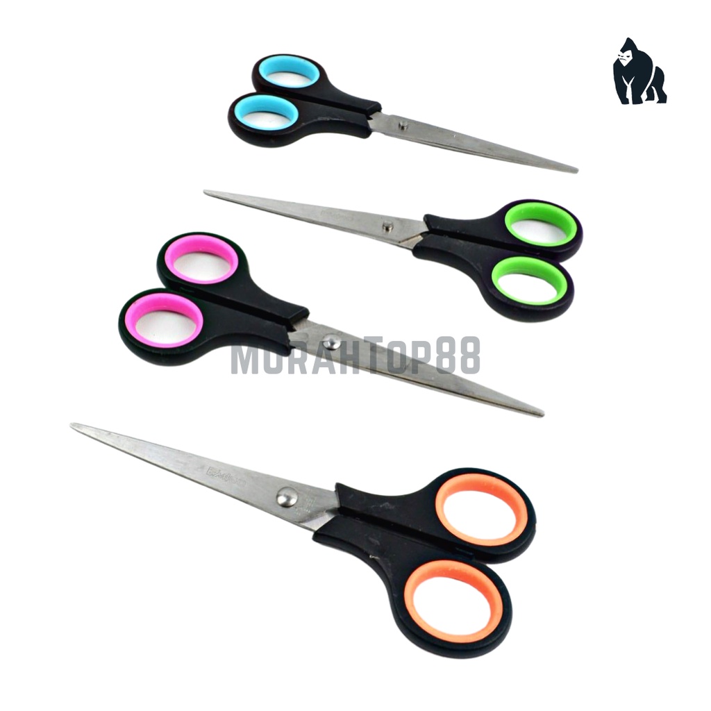 Jual Gunting Panjang 6" Inch Hitam Warna Gagang Karet / Stainless Steel ...