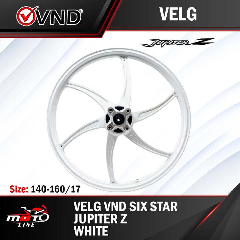 Jual VELG VND JUPITER Z SIX STAR 140/160 RING 17 WHITE | Shopee Indonesia