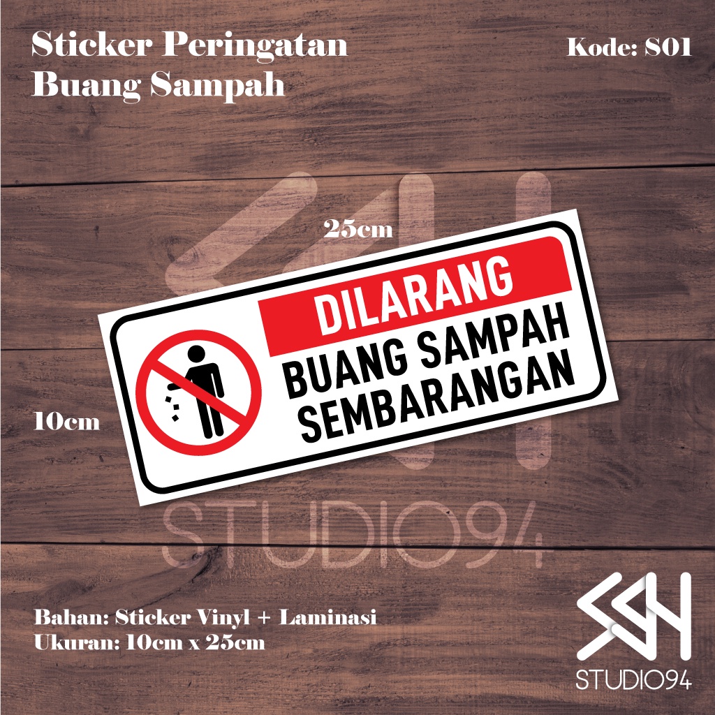 Jual Stiker Peringatan | Sticker Penunjuk | DILARANG BUANG SAMPAH ...