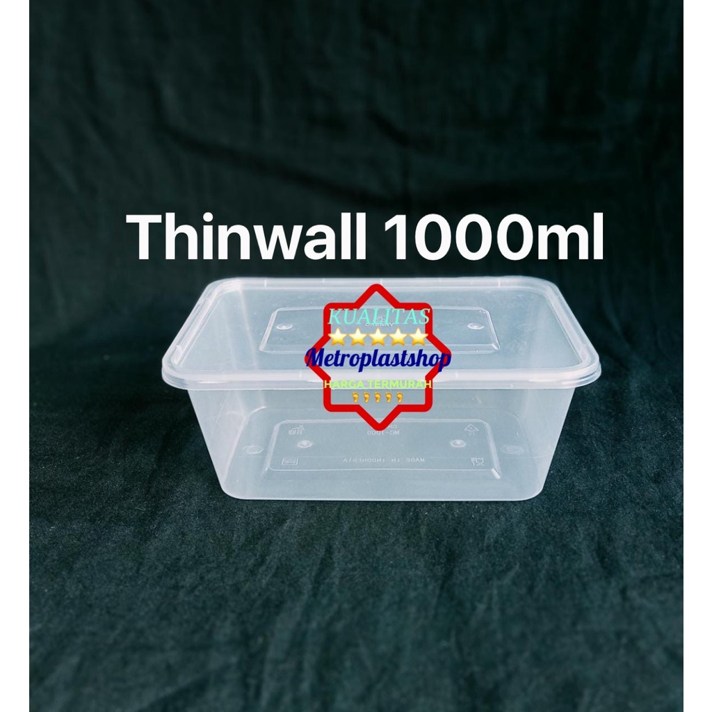 Jual thinwall rectangle 1000ml kotak plastik isi 25pcs + tutup | Shopee ...