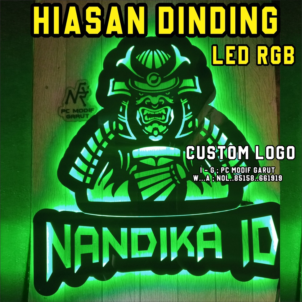 Jual HIASAN DINDING logo costum setup PC ROOM LED RGB ukuran 40 50 60 ...
