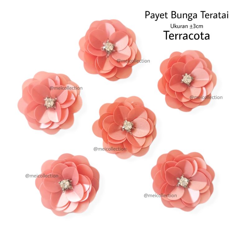 Jual payet rangkai bunga 3D APB teratai terracota ukuran 3cm untuk ...