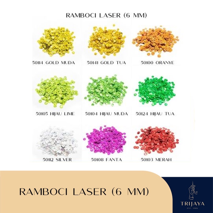Jual Trijaya Mote Manik Ramboci Beads Payet Piring - Laser 6 mm (Per 50 ...
