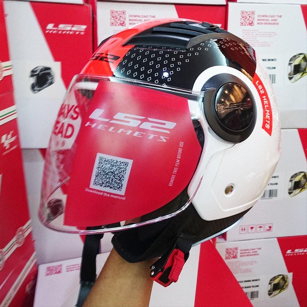 Jual Helm Half face LS2 Airflow Condor White Black Red OF562 grab it ...