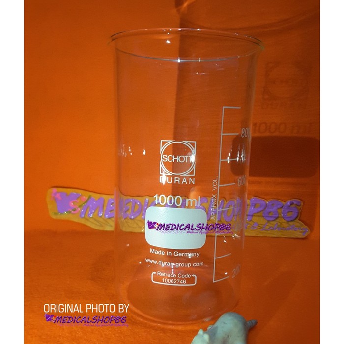Jual BEAKER GLASS 1000ml High Form, without Spout. DURAN | 211175407 ...