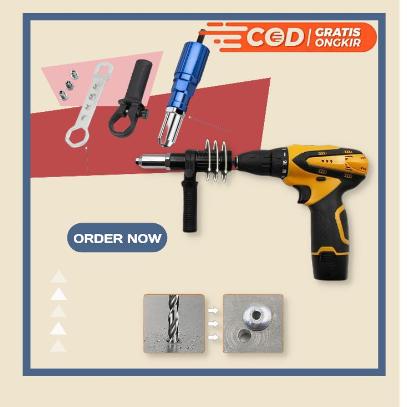 Jual konektor Paku Rivet tembak Riveting Gun Adaptor Converter Drill ...