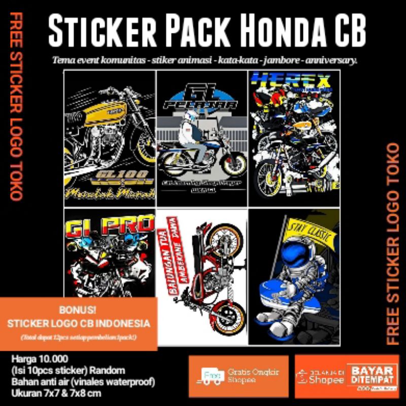 Jual stiker pack honda cb/stiker cb/stiker touring cb/stiker merch ...