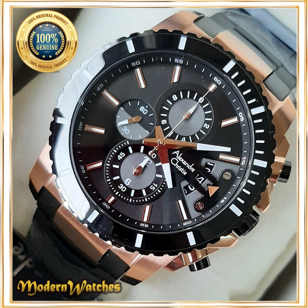 Jual Jam Tangan Pria Alexandre Christie AC 6455 Hitam Rosegold Black ...