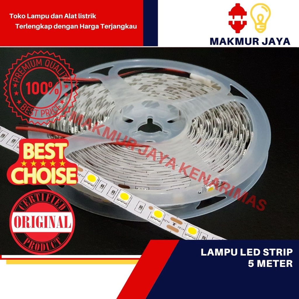Jual LED STRIP NON GEL MATA BESAR 14,5W 5050 12V IP33 INDOOR | Shopee ...