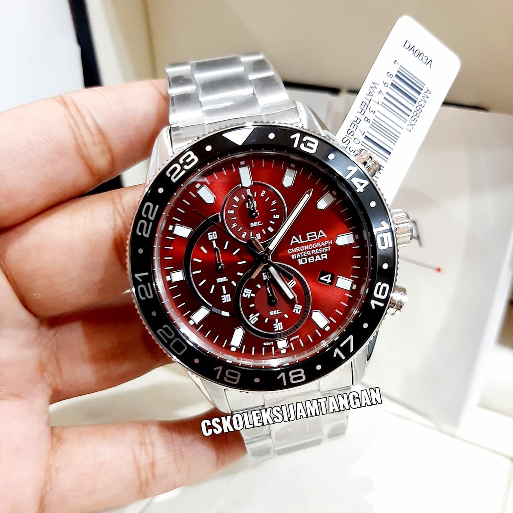 Jual JAM TANGAN PRIA ALBA AM3885X1 AM3885 CHRONOGRAPH RED DIAL ORIGINAL ...