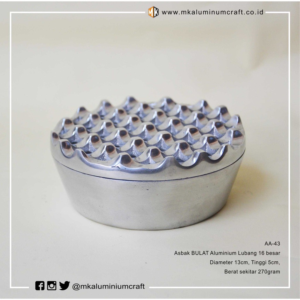 Jual ASBAK ALUMINIUM BULAT BESAR LUBANG 24 - MK ALUMINIUM - AA43 ...